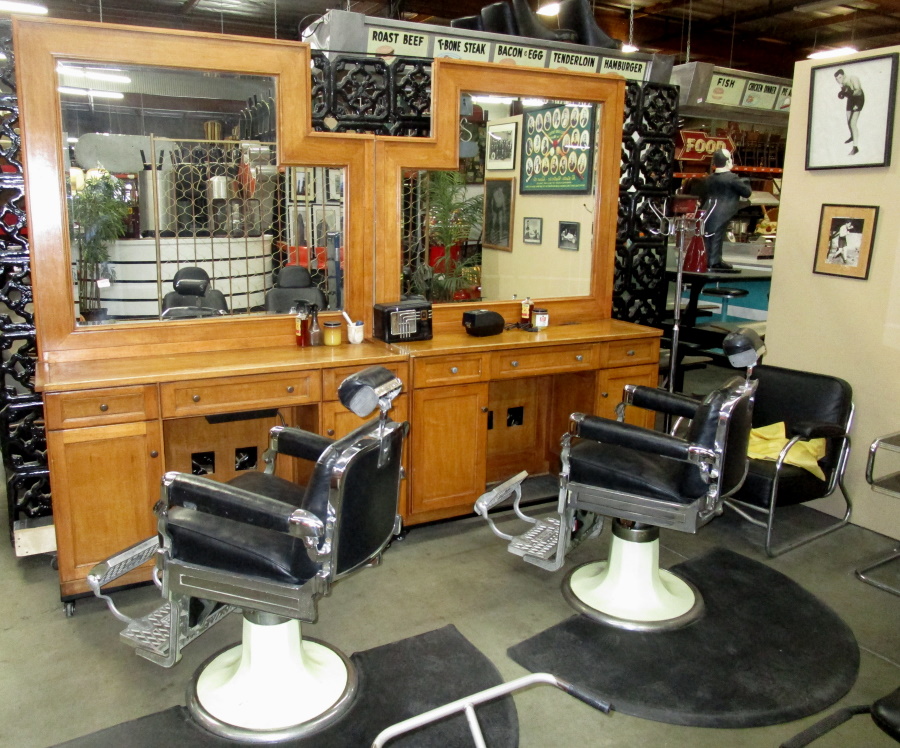 ROLLING BLONDE WOOD CABINET in BARBER SHOP > FURNITURE